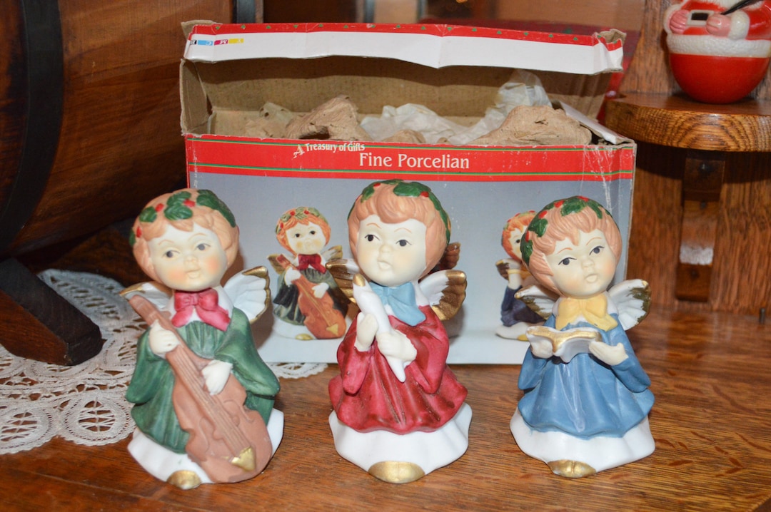 Vintage Christmas Angels, Porcelain, Treasury of Gifts, Set 3 Angel ...
