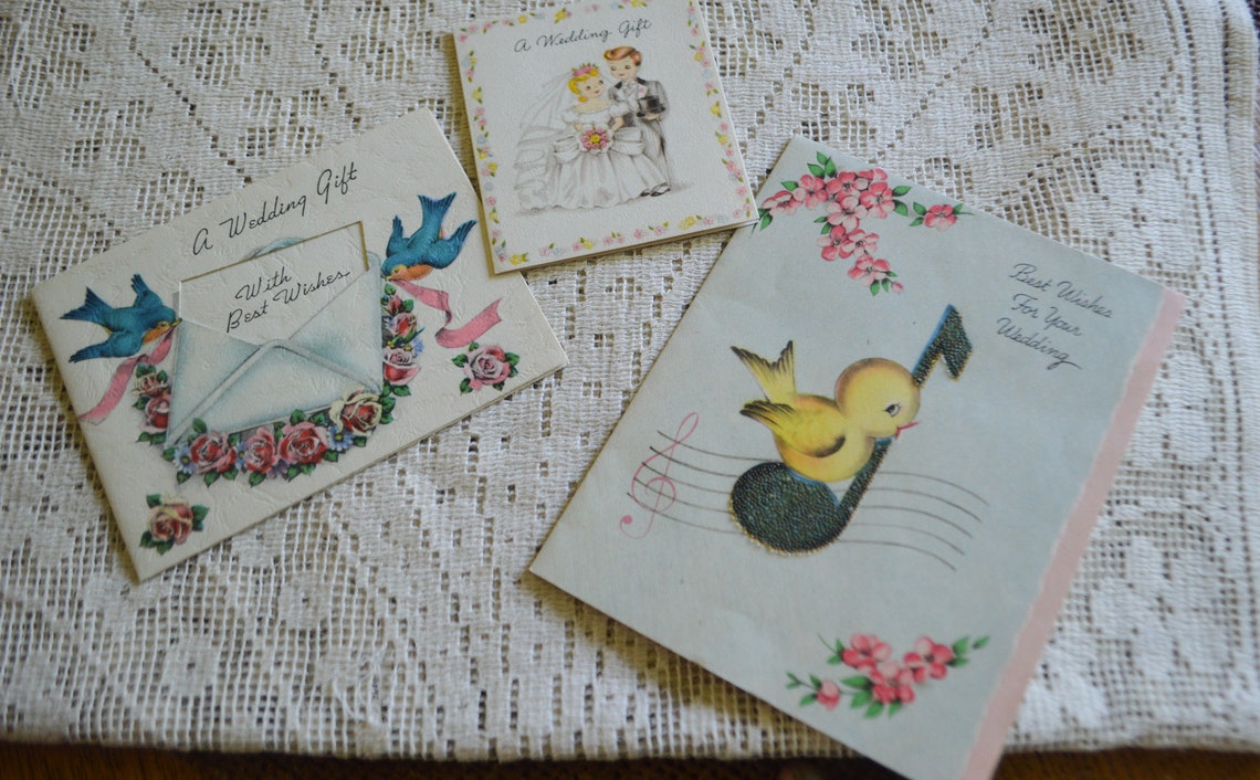 Vintage Wedding Gift Cards Set of 3 Wedding Tags 1950s | Etsy