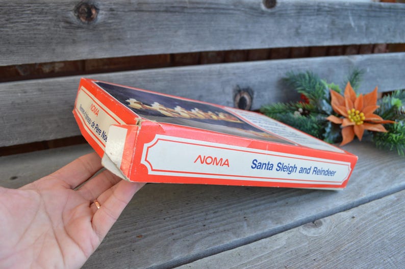 Vintage Noma Christmas Light String, Santa Sleigh & Reindeer, Blow ...