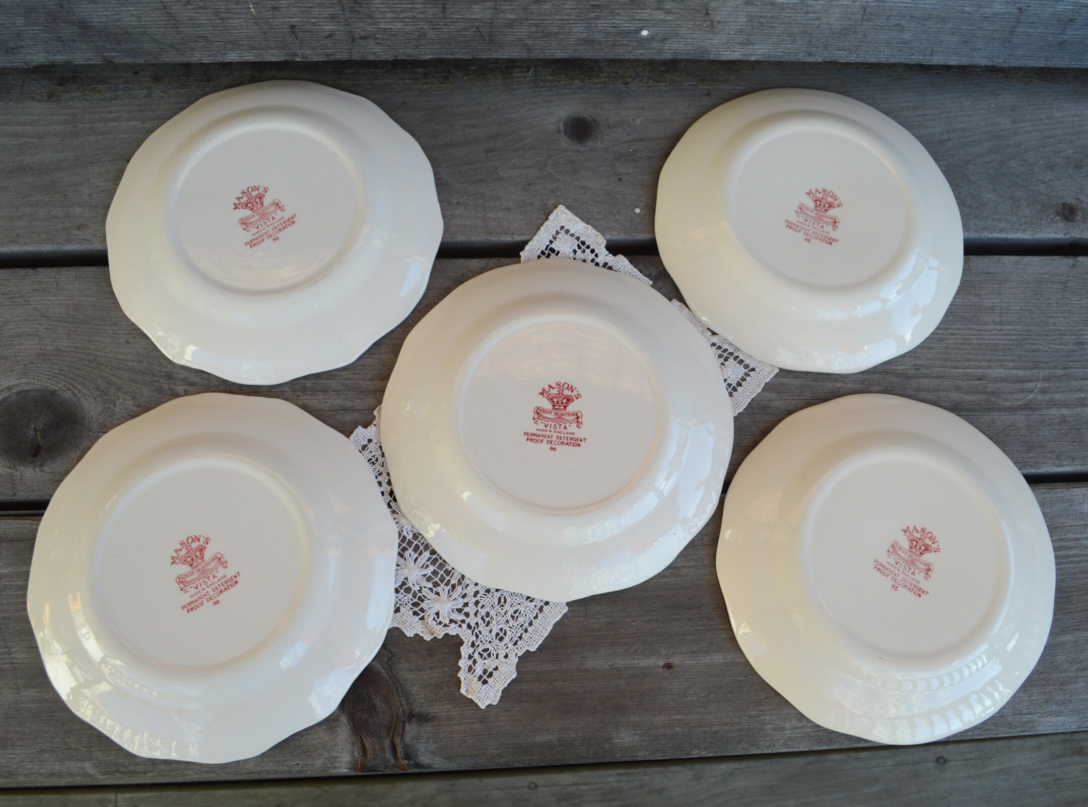 Vintage Masons Vista Pink Side Plates Red Transferware Vista - Etsy