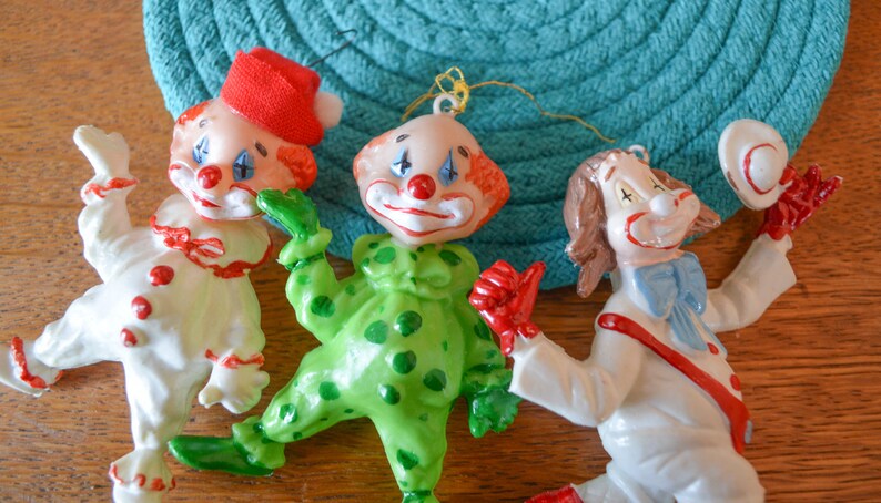 Vintage Clown Ornaments 1950s Plastic Happy Circus Clowns - Etsy