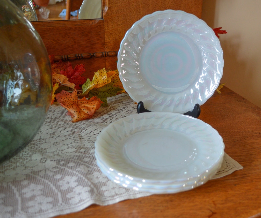 ONE Rare Vintage Fire King Moonglow Pearl Plates, Swirl, 1960s, Aurora ...