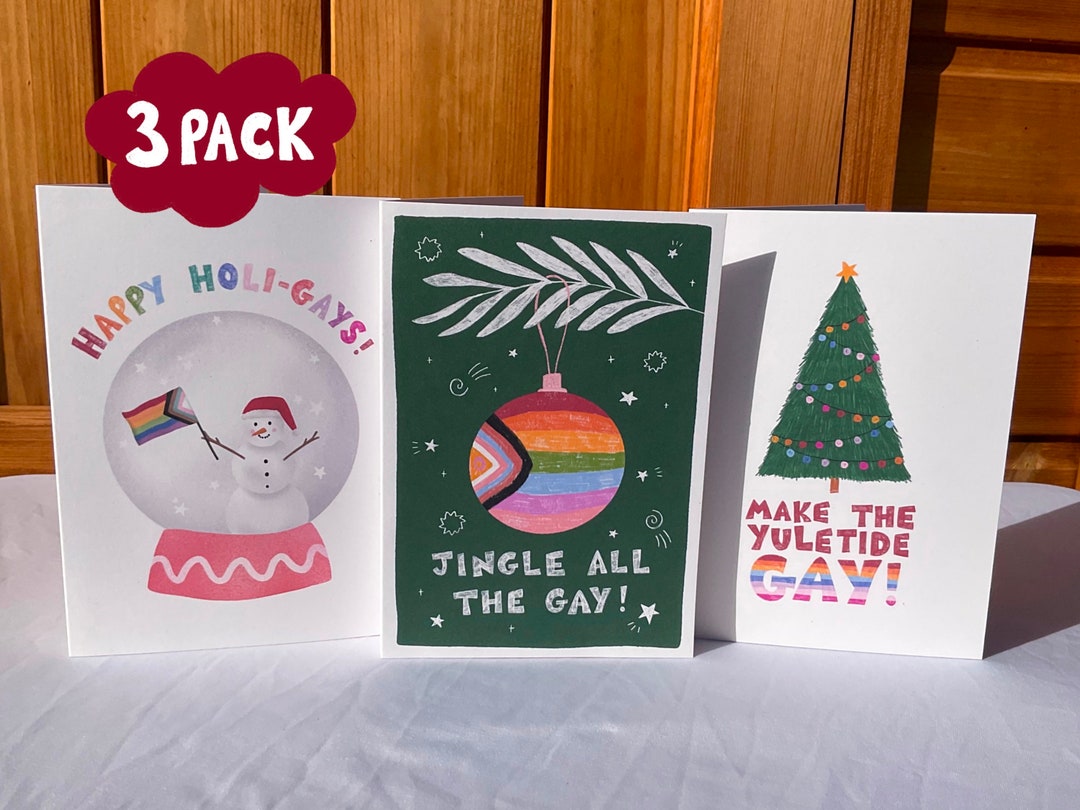 3 Pack Queer Eco Greetings Card A6 With Envelope / LGBTQ Christmas Card ...
