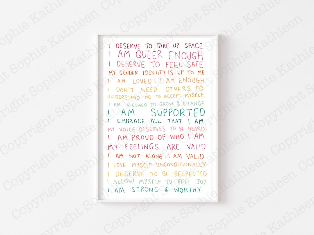 LGBTQ+ Affirmations Art Print/ Queer Affirmations / Queer Pride ...