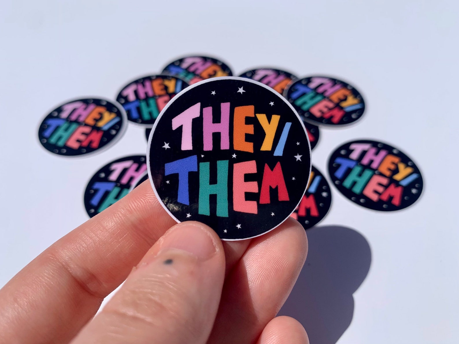 They/Them pronoun sticker / waterproof stickers / die cut | Etsy
