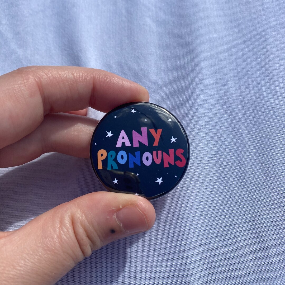 Any Pronoun Badge / Metal Pronoun Badge / Queer Pride / Pronoun Badge ...