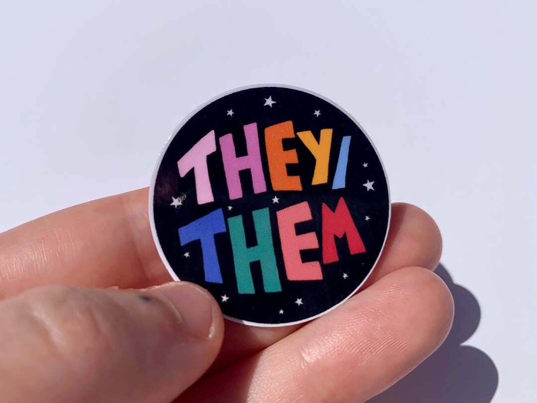 They/them Pronoun Sticker / Waterproof Stickers / Die Cut Stickers ...
