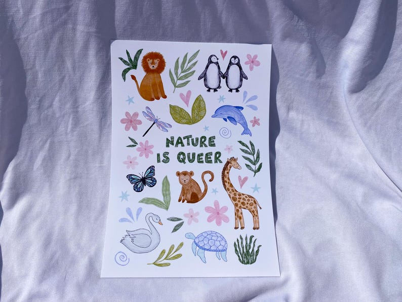 Nature is Queer Art Print: LGBTQ+ Pride Animals - Etsy