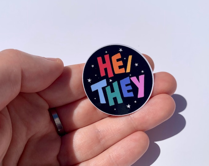 He They Pronoun Sticker He/they Sticker Pronoun Stickers - Etsy
