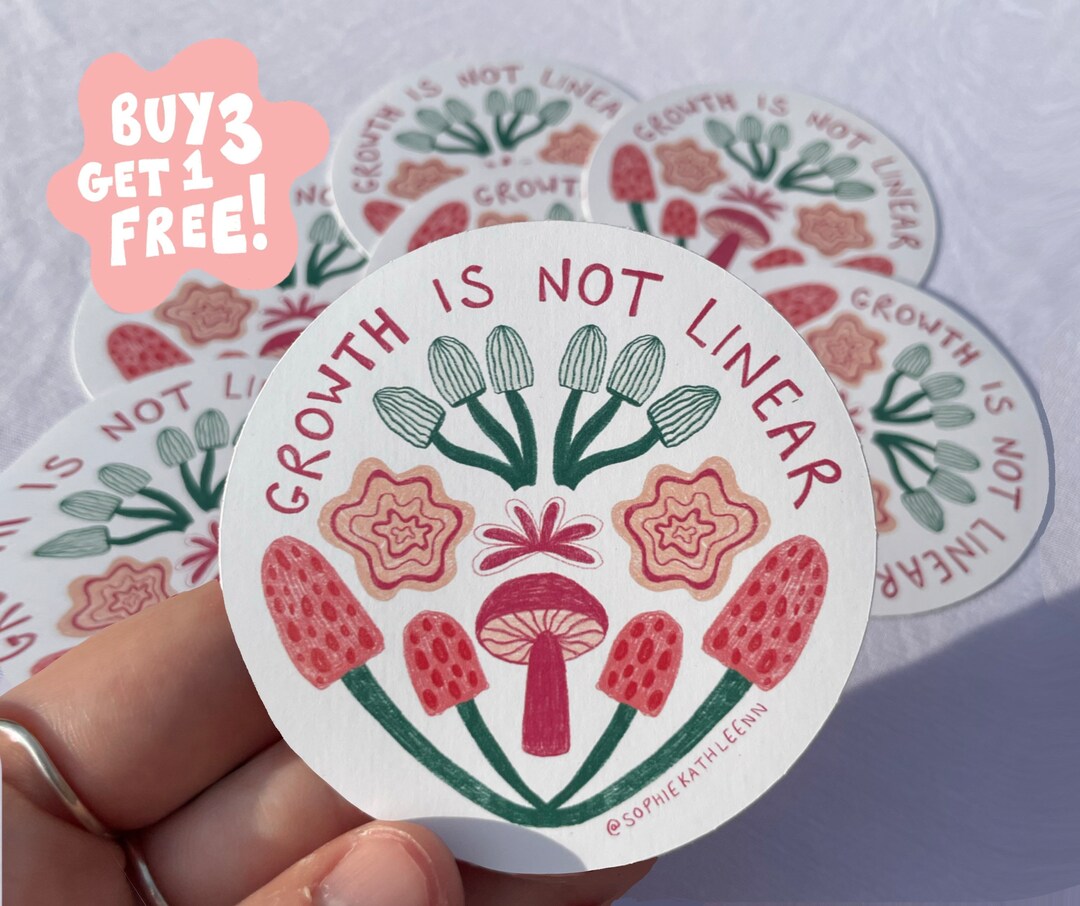 Growth is Not Linear Sticker: Mushroom Water Resistant Sticker - Etsy