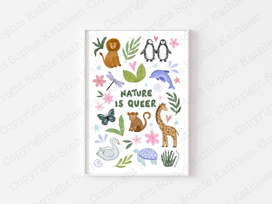 Nature is Queer Art Print: LGBTQ+ Pride Animals - Etsy