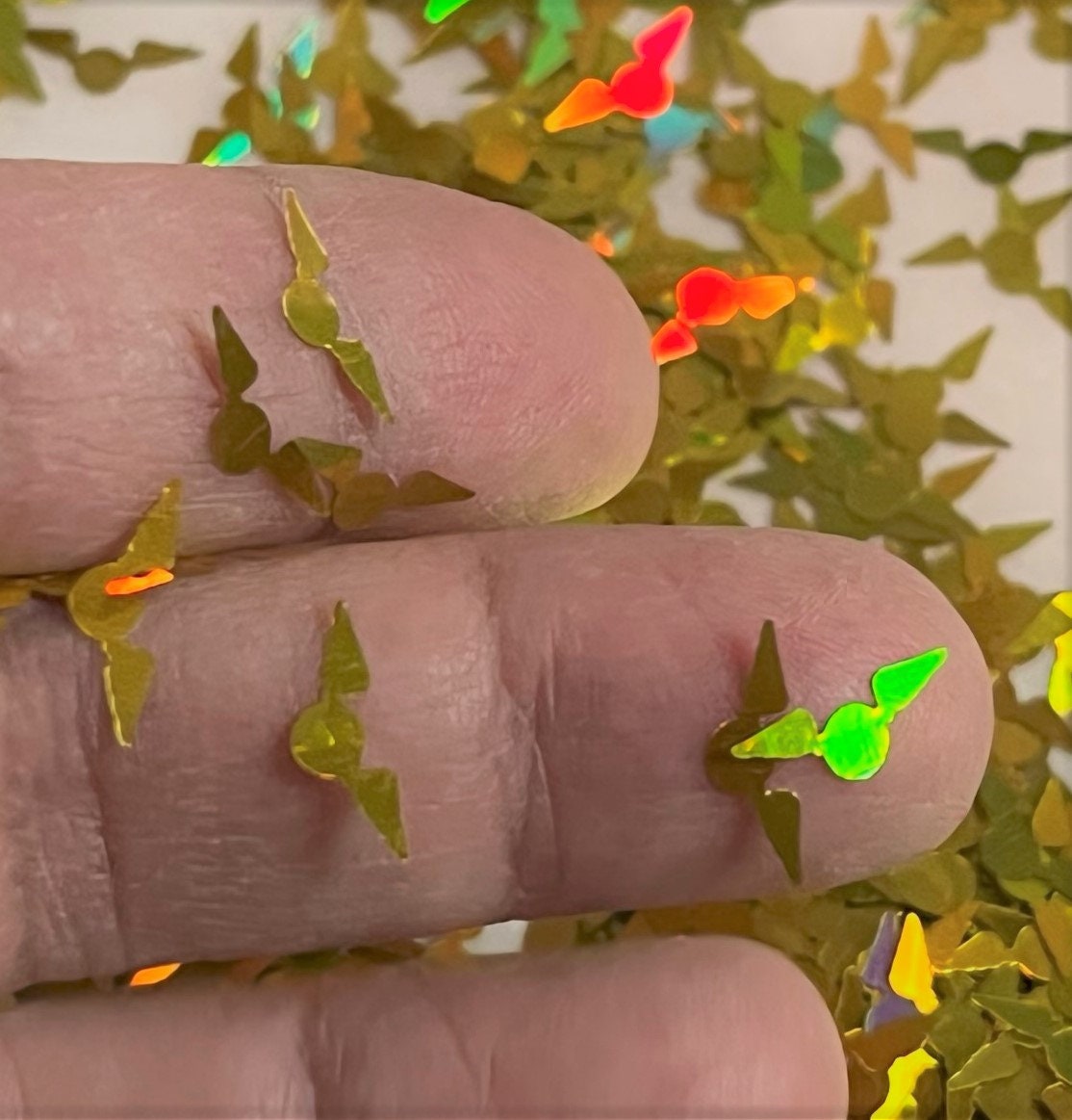 GOLDEN WINGED BALL Glitter Shapes Holographic / Solvent | Etsy