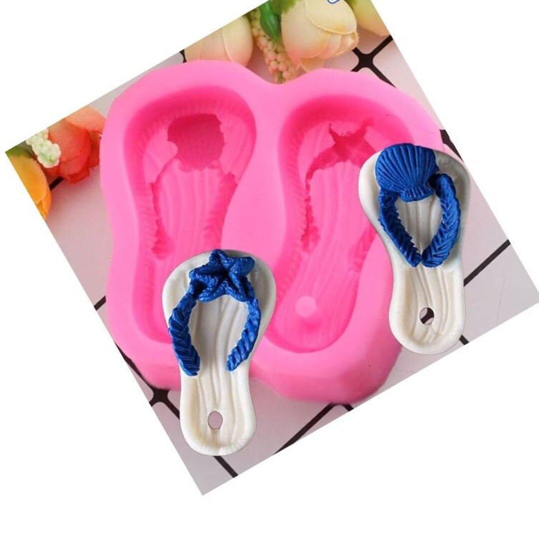 Deep Flip-flop Mold Pair With Starfish and Seashell - Sculpted Silicone ...