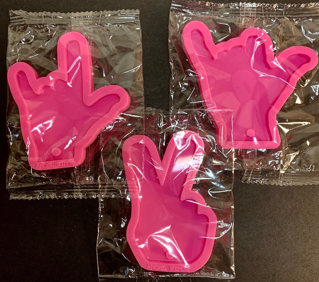 Peace Hand Sign, I Love You Sign, Why Hand Sign Molds - Shiny Silicone ...
