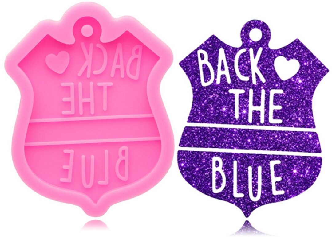 Back the Blue Shield Mold - Shiny Silicone / Badge / D I Y Jewelry ...