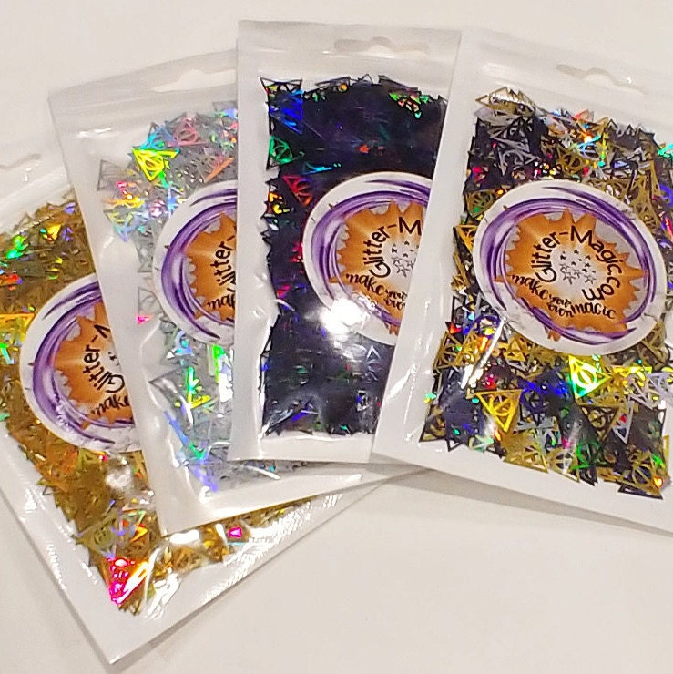 Holographic Triangle Symbol Glitter Shapes / Holo Gold | Etsy