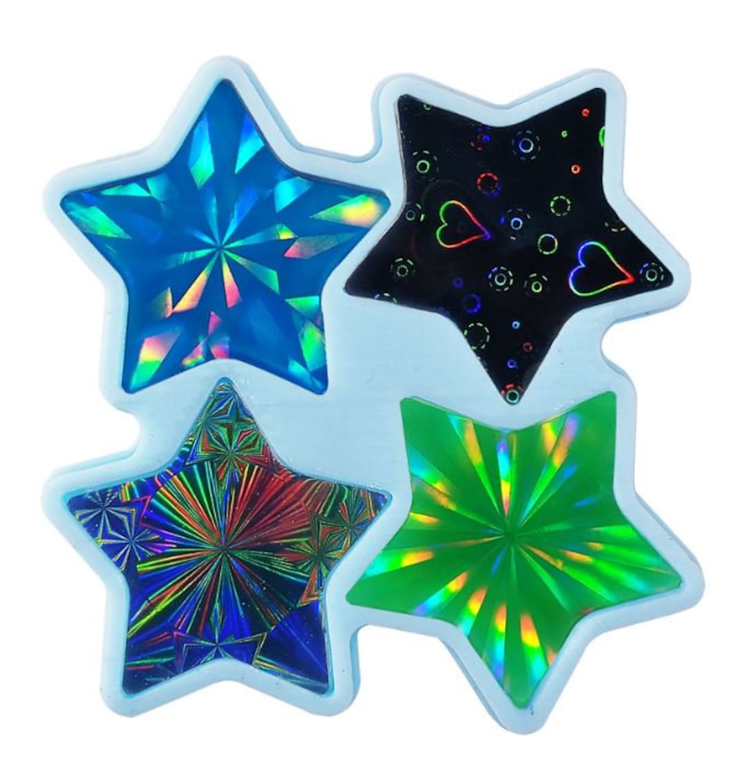 New! 4 STAR HOLOGRAPHIC Multi-mold - Blue Silicone MOLD Only / D I Y ...