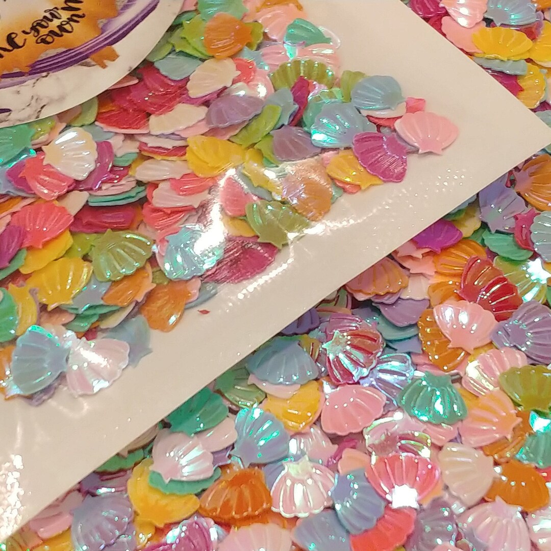 COLORFUL MIX 3D Sea Shell Glitter / Sculpted Shapes / Color-shifting ...