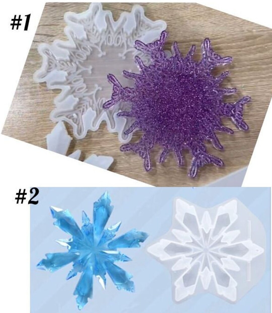 Snowflake Mold - Clear Shiny Silicone MOLD ONLY / Thin Detailed Faceted ...