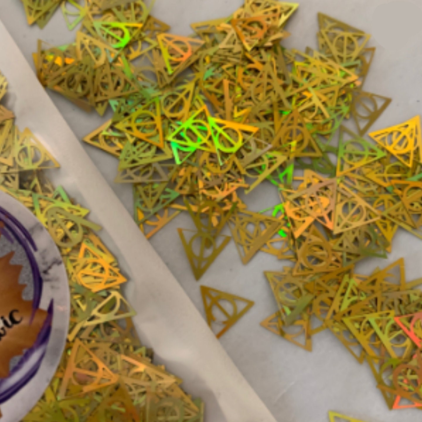 Holographic Triangle Symbol Glitter Shapes / Holo Gold | Etsy