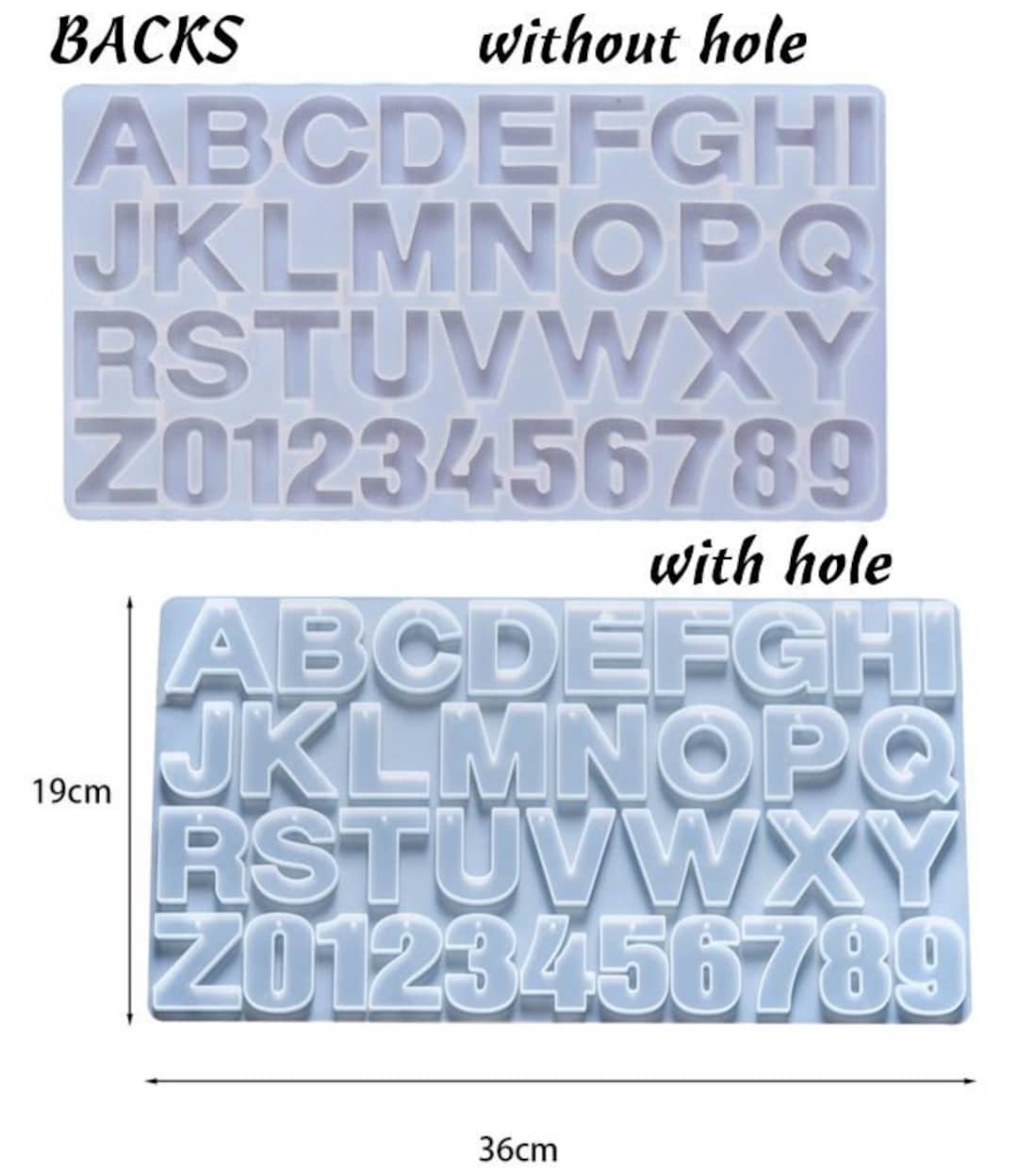 ALPHABET & NUMBERS Mold - Clear Shiny Silicone / 26 Letters 10 Numbers ...