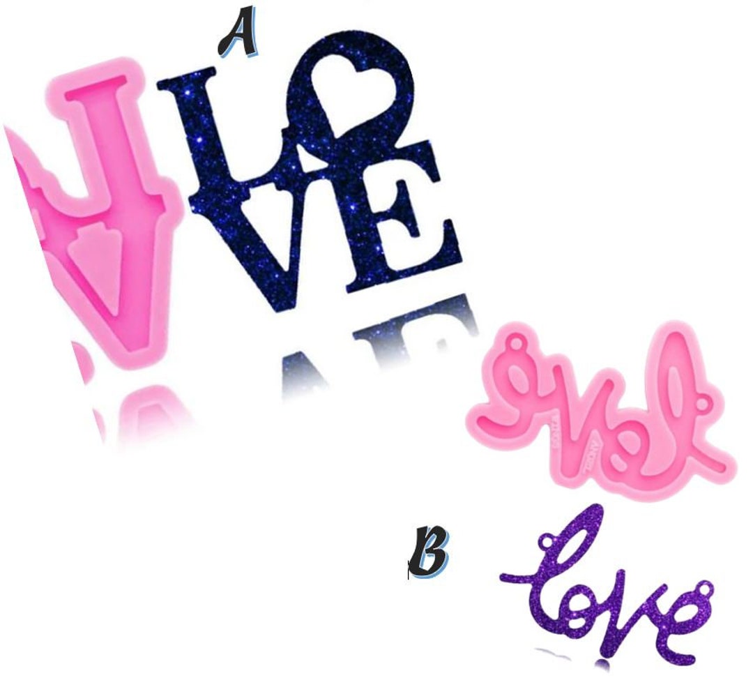 LOVE or Love Cursive Mold - Shiny Silicone / Valentines / Mothers Day ...