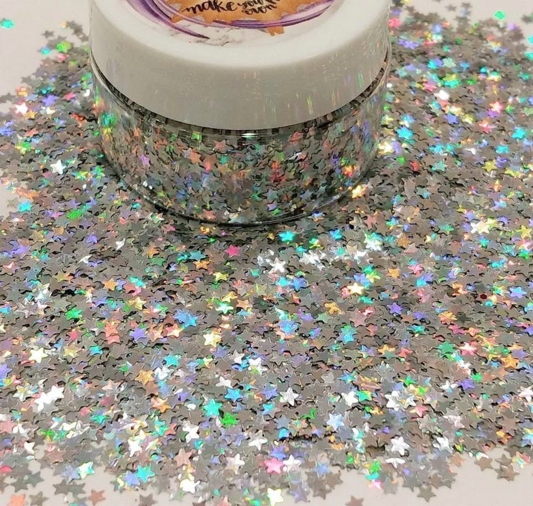 Silver Holo 5-point Star Glitter Shapes / 1/2 Oz. or 1 Oz. Jar / 3mm ...