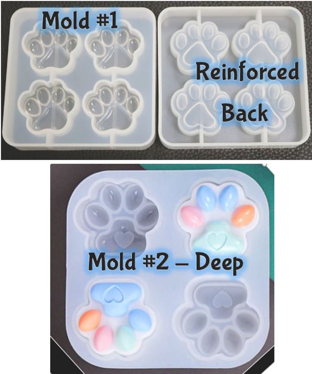 4-PAW PRINT Multi-molds - Clear Shiny Silicone Mold Only / Pet Love Wax ...