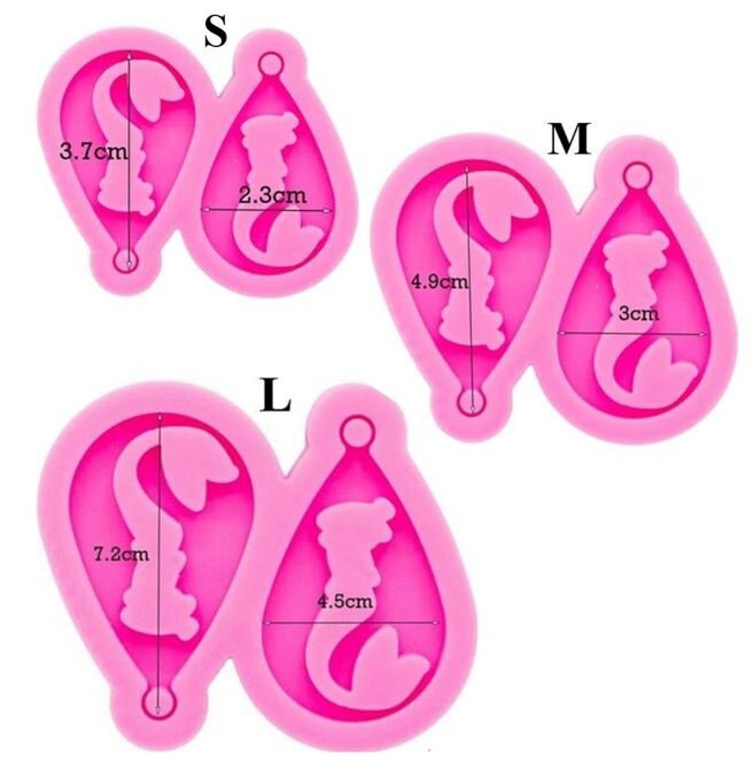 Mermaid Teardrop Molds - Shiny Silicone / Pendants / Earrings / Key ...