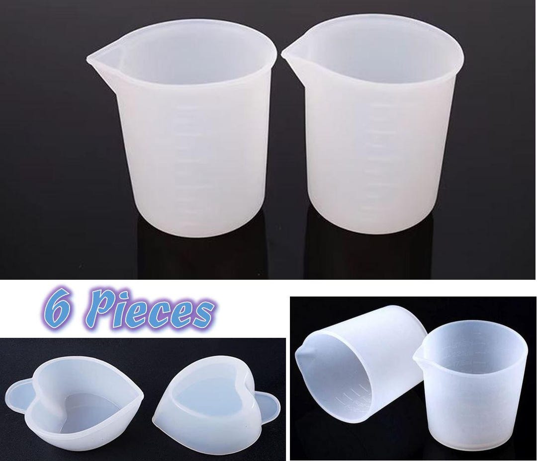 New! 6-piece Silicone Measuring Cup Set / 20ml Hearts, 30ml Spouted ...