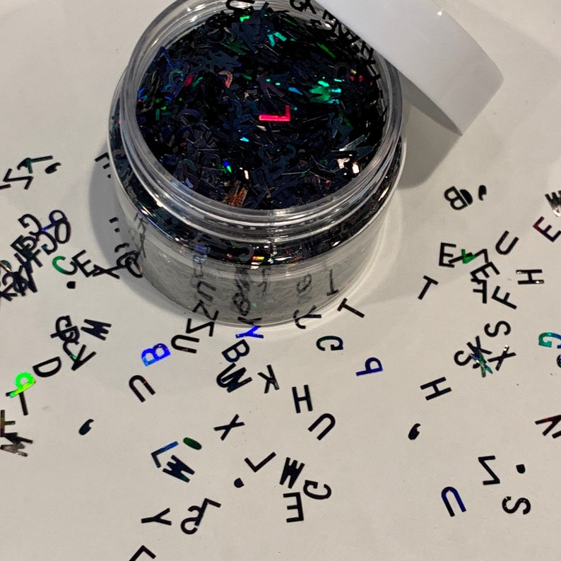 BLACK HOLO Tiny Alphabet Letters 5-6mm Shapes Glitter / - Etsy