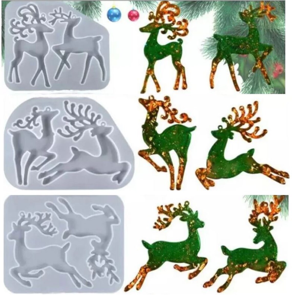 Fancy Dancing Reindeer Molds Shiny Silicone / 3 Double - Etsy