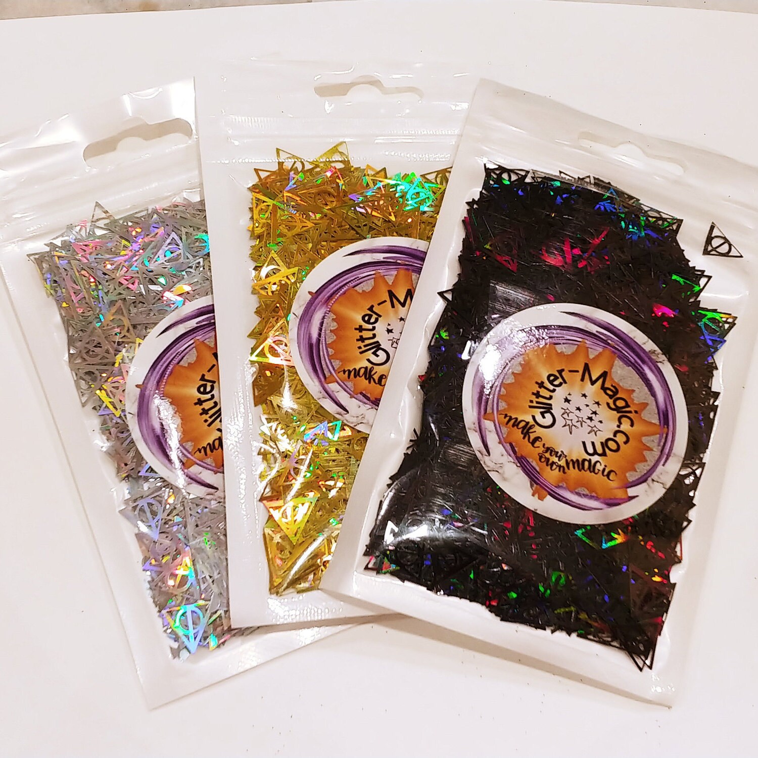 Holographic Triangle Symbol Glitter Shapes / Holo Gold | Etsy