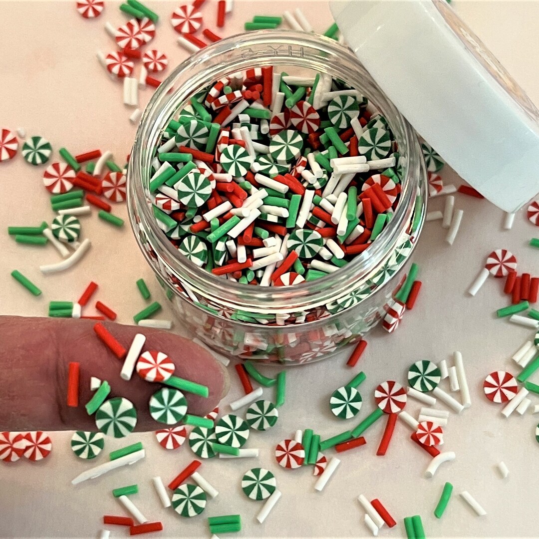 Green and Red Peppermint FAKE Candy With Sprinkles / Kawaii Polymer ...