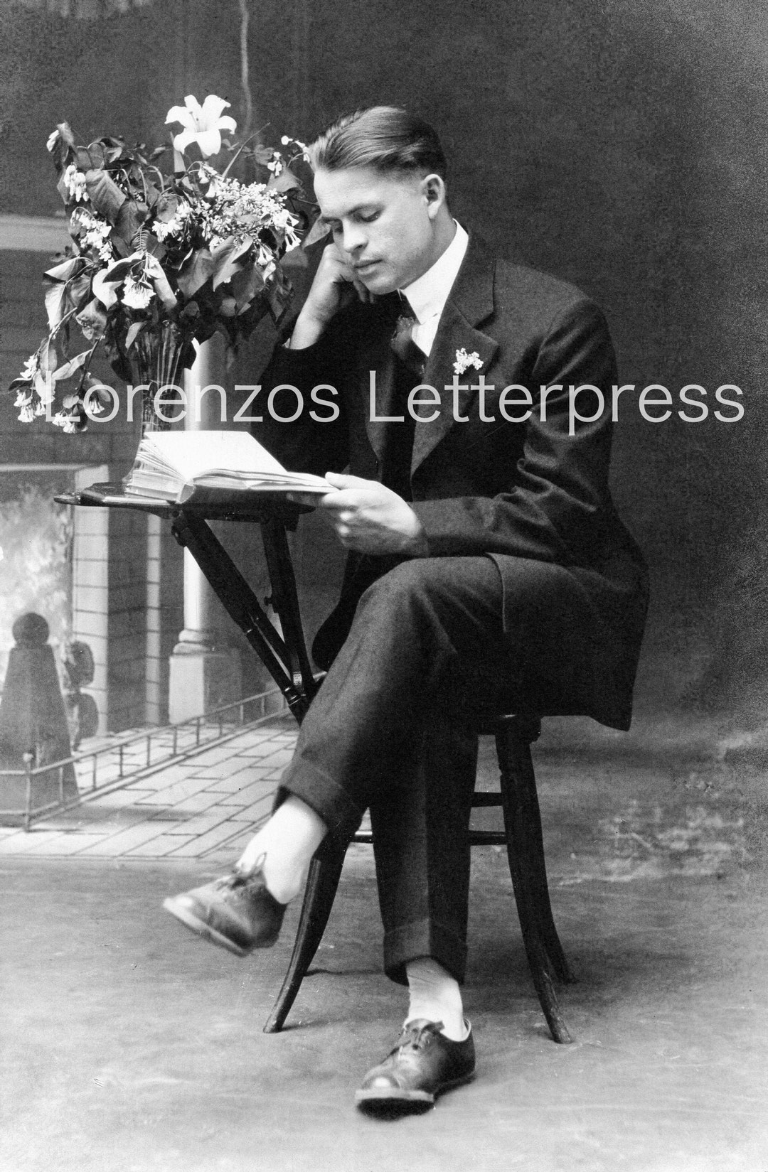 Digital Download Antique Photo Man Reading Academic Writer - Etsy