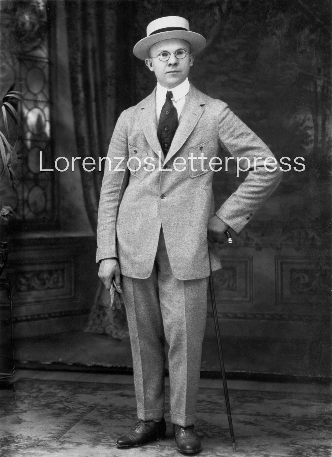 Digital Download Antique Photo Dapper 1920s Man With Cane - Etsy