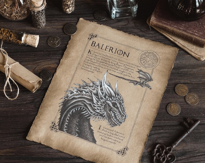 Balerion Dragon Scroll Art Print - Etsy