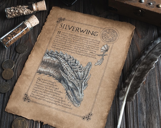 Silverwing Dragon Scroll Art Print - Etsy