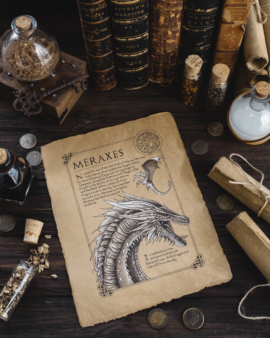Meraxes Dragon Scroll Art Print - Etsy