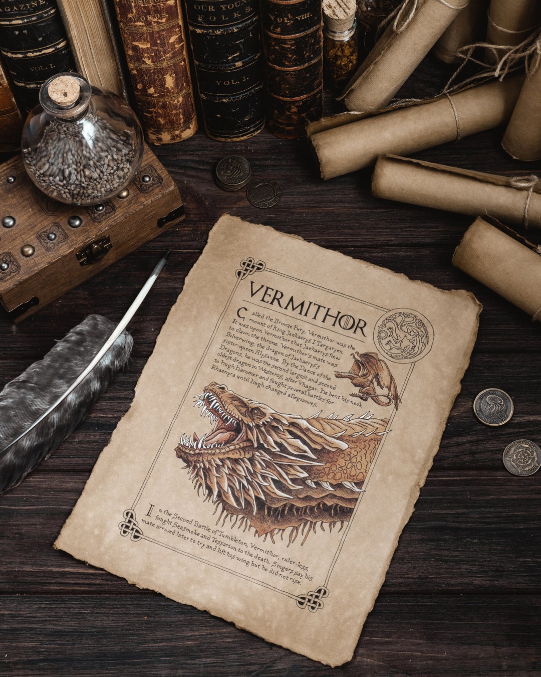 Vermithor Dragon Scroll Art Print - Etsy