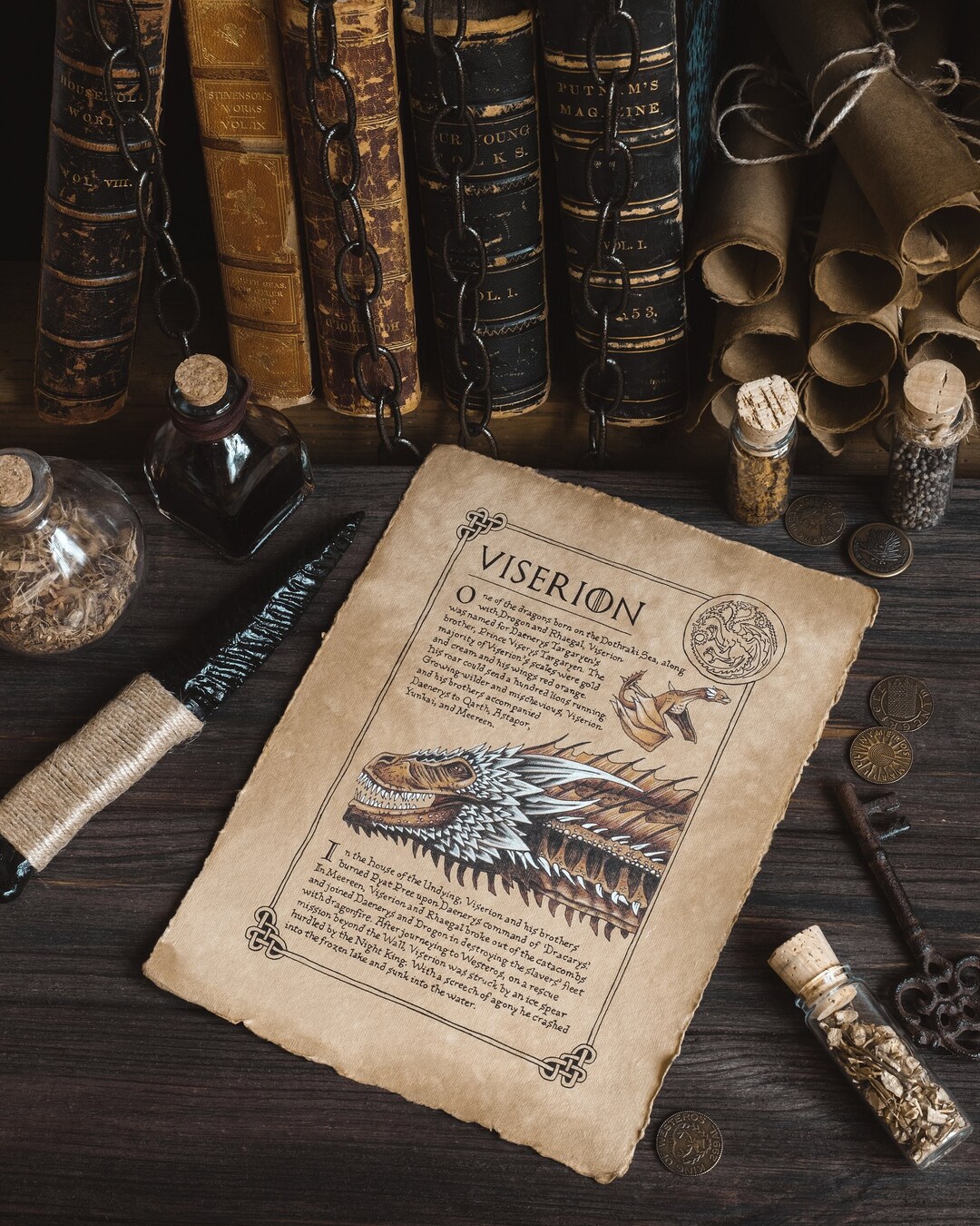 Viserion Dragon Scroll Art Print - Etsy UK