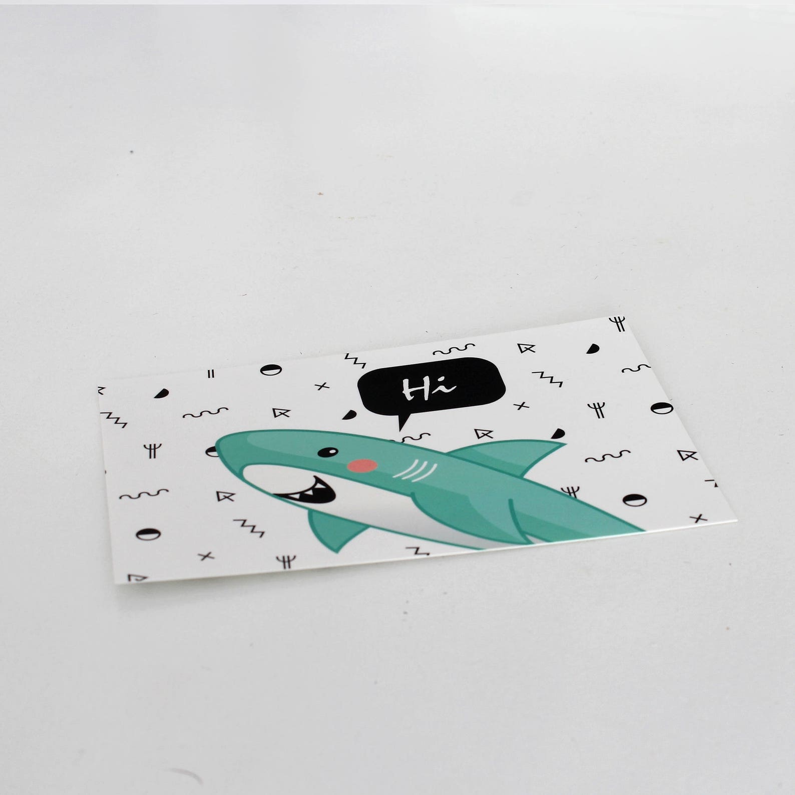 Postcard - Friendly Shark - Hi Hello Ocean White Shark 80s 90s Pattern ...