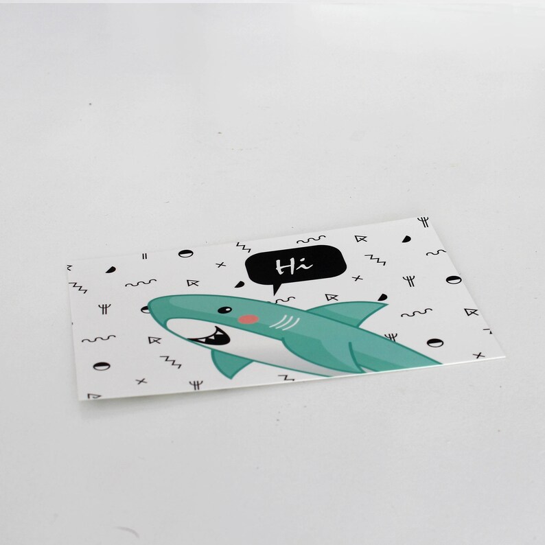 Postcard - Friendly Shark - Hi Hello Ocean White Shark 80s 90s Pattern ...