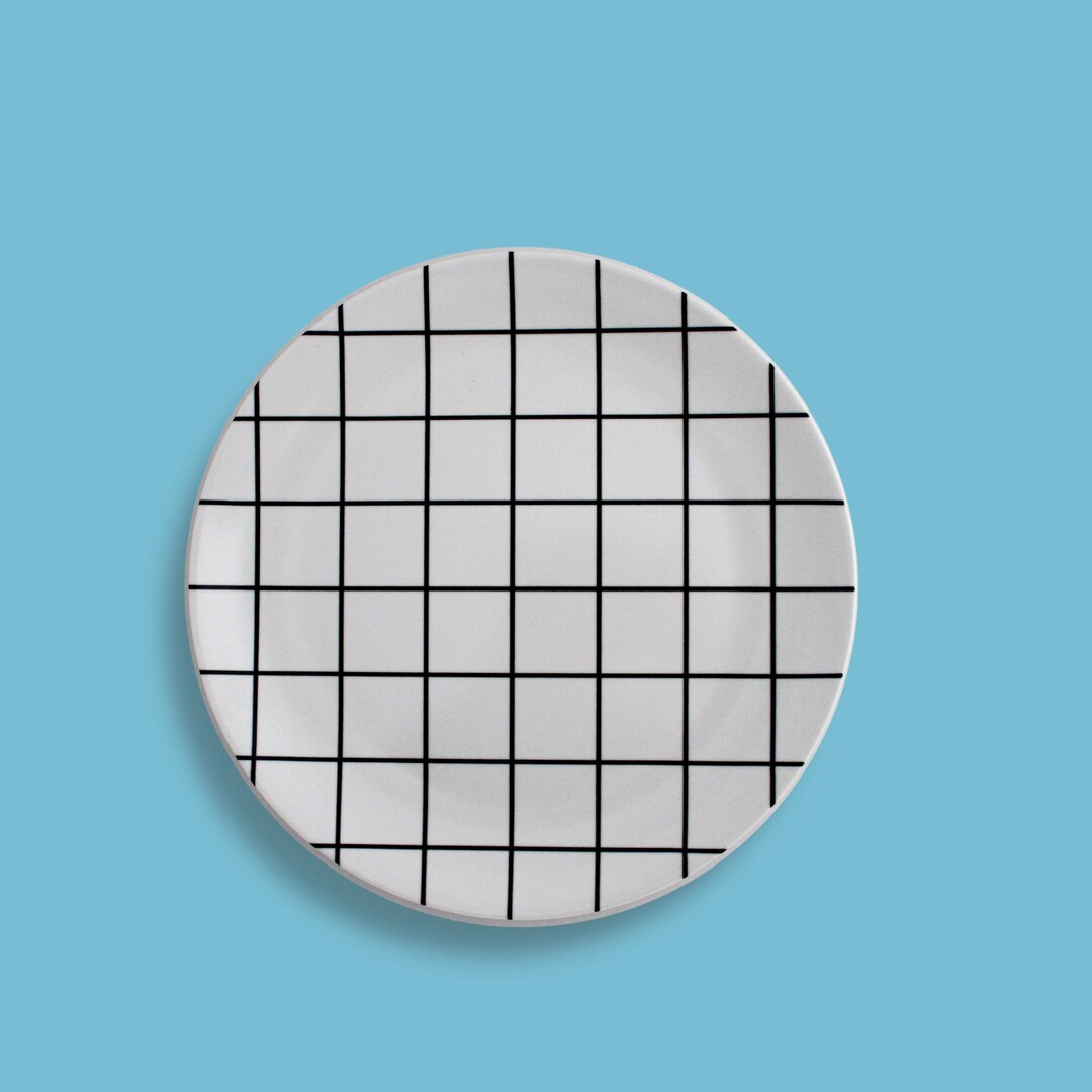 Plate – Grid – Geometric Pattern Picnic Dish Melamine - Etsy