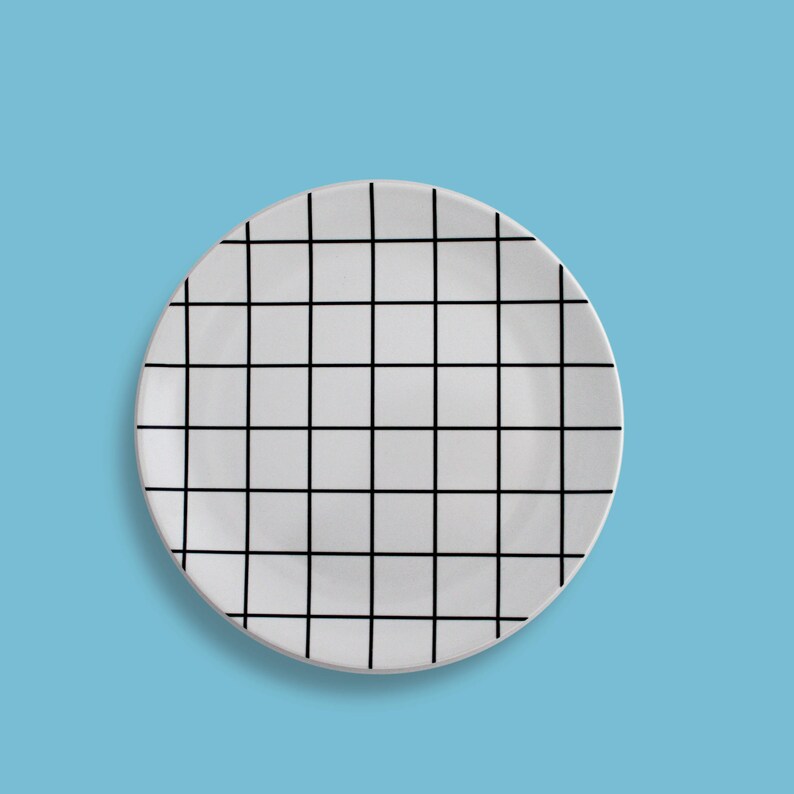 Plate – Grid – Geometric Pattern Picnic Dish Melamine - Etsy