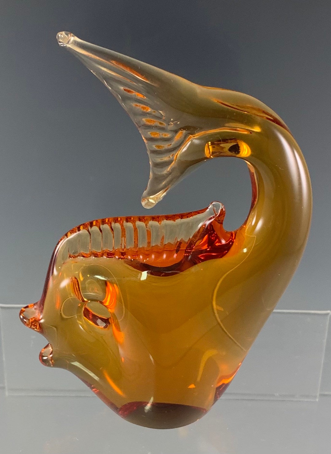 Amber Art Glass Fish Figurine/paperweight (attributed to Murano) - Etsy