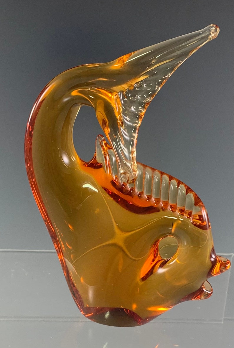 Amber Art Glass Fish Figurine/paperweight attributed to - Etsy