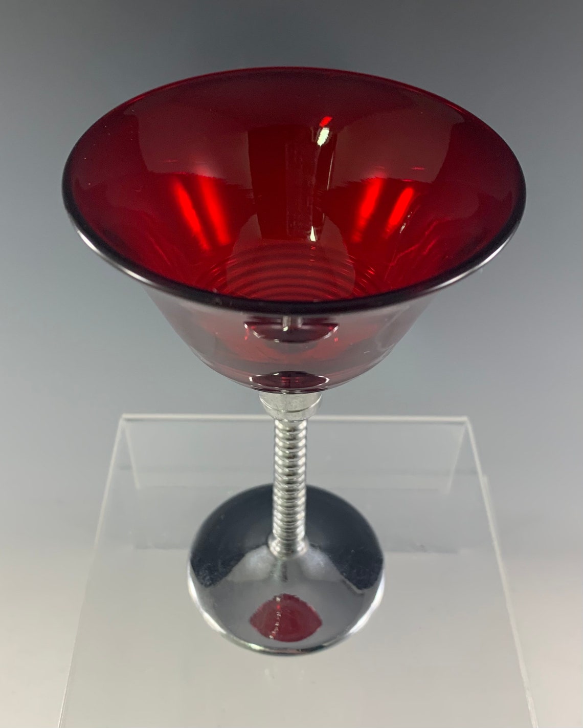 Cambridge Tally Ho Ruby Red and Chrome Liquor Cocktail Glasses - Etsy