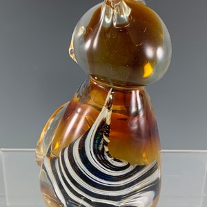 Art Glass Amber Cat Figurine/paperweight With White/black/blue Swirl ...