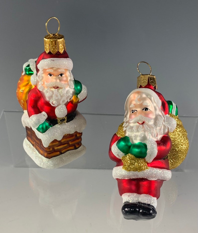 Blown Glass Santa Ornaments Made in Poland in Original - Etsy